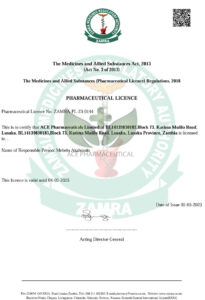 Certification – Ace Pharmacetical